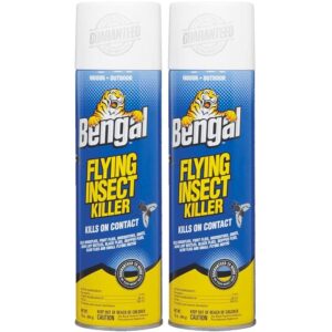 bengal flying insect killer, indoor and outdoor fly and mosquito killer spray, 2-count, 16 oz. aerosol cans