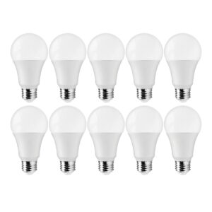 satco s11437 12-watt a19 led light bulbs, 75-watt replacement, 3000k warm white, 1100 lumens, 10 pack