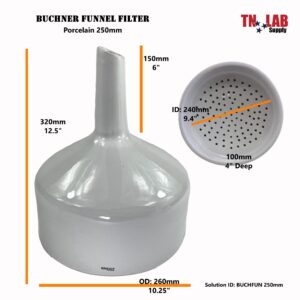 TN Lab Huge Buchner Funnel Kit 250mm Porcelain Buchner Funnel 10000ml 10L Filter Vacuum Flask