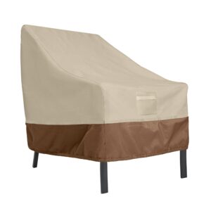 patio chair covers waterproof outdoor furniture covers 1 pack heavy duty 600d deep seated patio lounge chair cover for all weathers veranda lawn backyard, khaki & brown, 35"x38"x31"