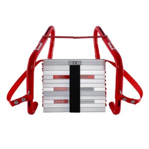 winsense retractable fire escape ladder 2 story homes, 15 foot with wide aluminum steps for adults emergency window exit