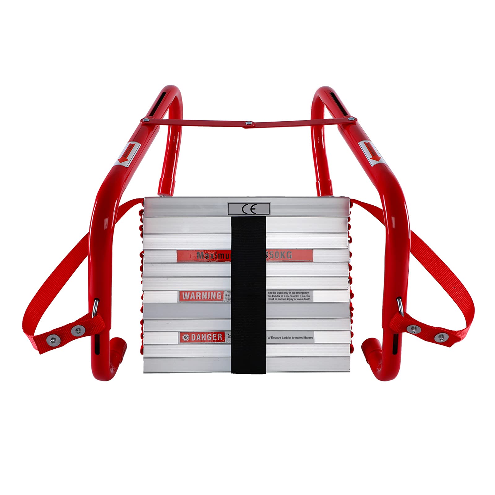 WINSENSE Retractable Fire Escape Ladder 2 Story Homes, 15 Foot with Wide Aluminum Steps for Adults Emergency Window Exit