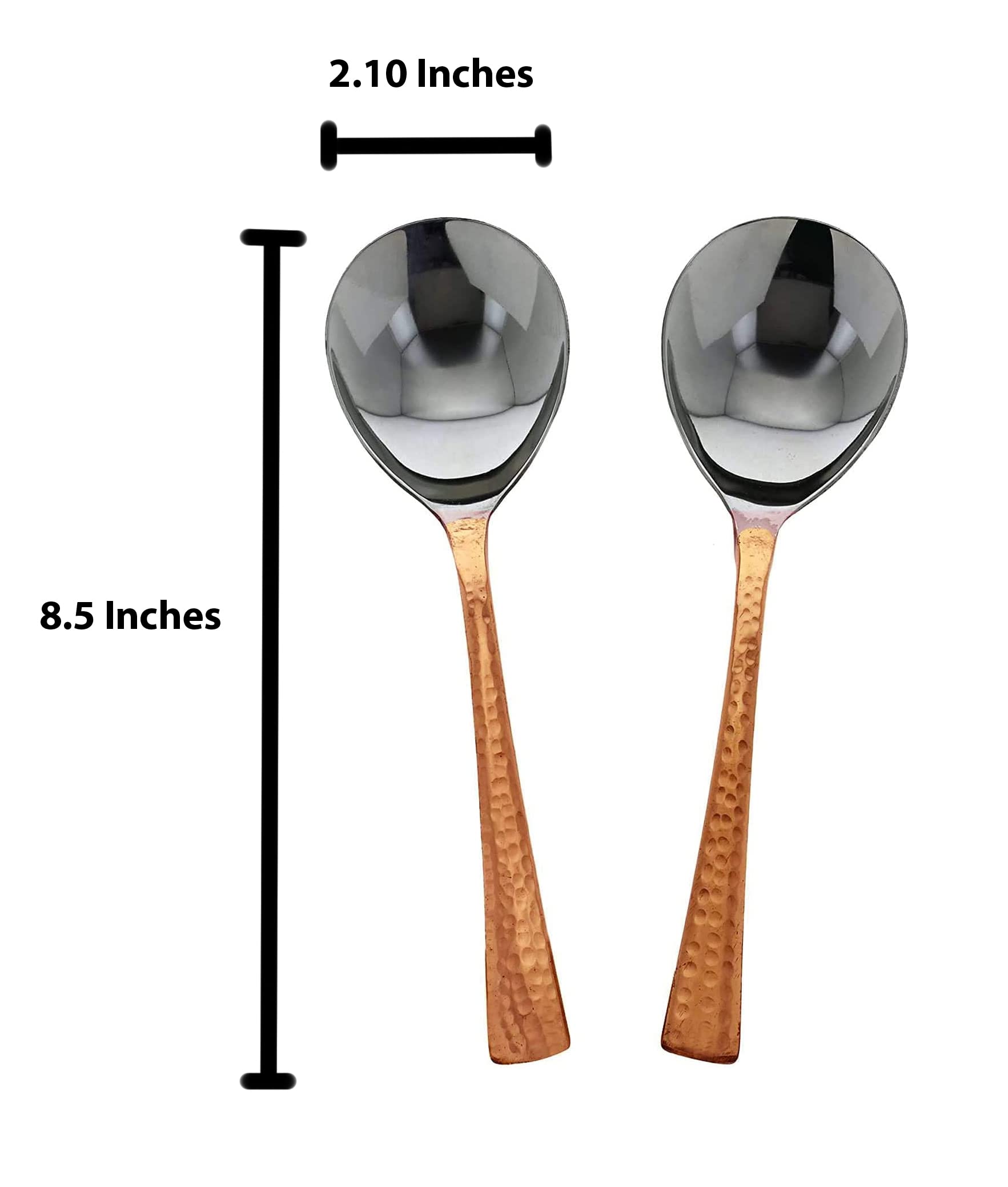 Rastogi Handicrafts Indian Handmade Stainless Steel & Copper Serving Spoon - Genuine Copper Dinnerware Serving Pieces Set of 2