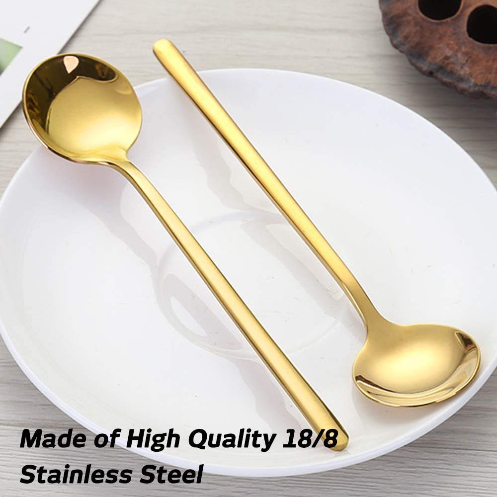 12 Pack Espresso Spoons, 5.3 Inch Mini Coffee Spoons, Gold Plated Stainless Steel Teaspoons for Dessert Sugar Cake Ice Cream Cappuccino