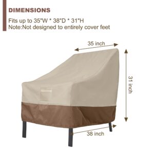 Patio Chair Covers Waterproof Outdoor Furniture Covers 1 Pack Heavy Duty 600D Deep Seated Patio Lounge Chair Cover for All Weathers Veranda Lawn Backyard, Khaki & Brown, 35"X38"X31"