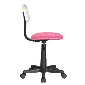 JJS Kids Rolling Drawing Desk Chair, Small Swivel Office Computer Chair for Teens, Low-Back Adjustable Coloring Upholstered Student Task Chair, Pink