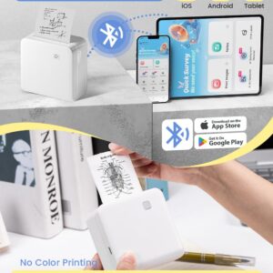 Memoking Photo Sticker Printer Machine - 2" Mini Printer - HD 300dpi Sticker Maker Machine for Pad&Phone - M02 Pro Portable Mini Pocket Thermal Printer White - Inkless Bluetooth Printer for Photos,DIY