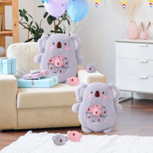 Kawaii Koala Stuffed Animal Toy, Removable Plush Pillow Pet Stuff Squishy Fluffy Anime Throw Pillow, Cute Bag of Koala Dolls Kids Gifts for Girls, Sofa Chair Home Decor Pillow, 6 Koalas (Gray)