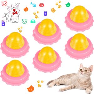 nuanchu 6 pieces cat snacks candy ball cat sugar energy ball cat lickable treats balls cat catnip ball cat lollipop wall cat treat balls toy edible cat treats candy ball kitten treats licking candy