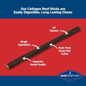 Barkworthies Plain Collagen Stick Dog Treats, 12-Inch, 6-Count