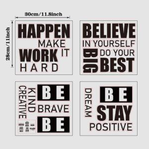 4 Sheets Inspirational Wall Decals Peel and Stick Motivational Phrases Wall Stickers Positive Quotes Stickers for Library Home School Office Wall Art Decorations