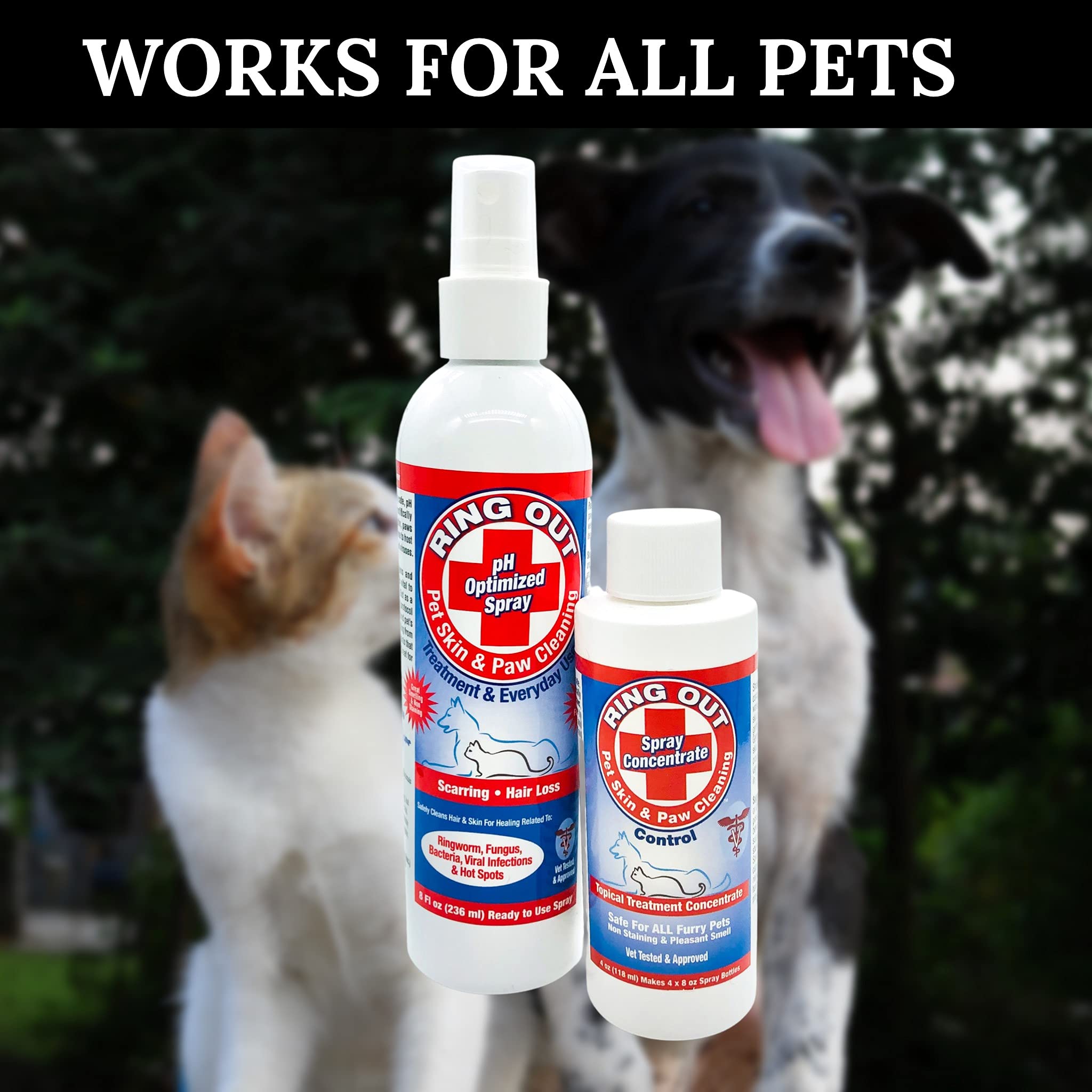 Ring Out for Pets: Control & Help Ringworm | Clean Pets Skin & Paws | Recovery & Itch Relief Calming Spray for Dog, Cat, Guinea Pig, Small or Large Animals/Pet. (Empty Applicator Bottle Included)