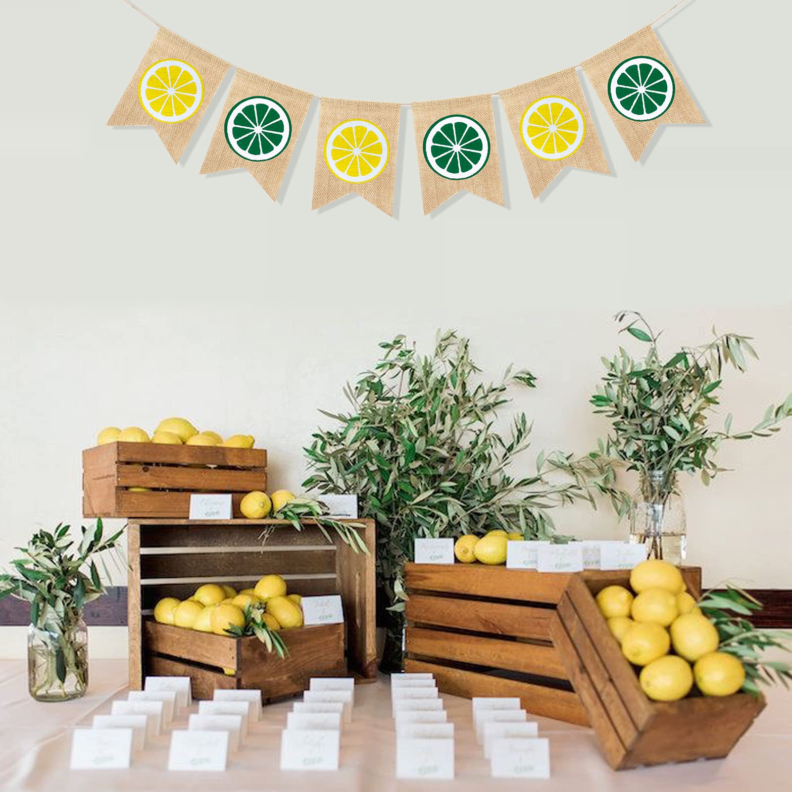 Uniwish Lemon Slices Banner Garland Lemonade Stand Decorations Lemon Theme Bridal Shower Birthday Hanging Bunting Home Outdoor Decor