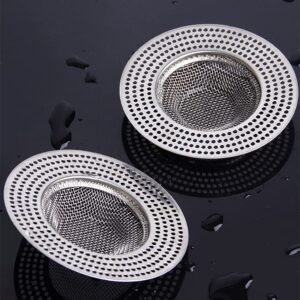 2pcs Heavy Duty Stainless Steel Slop Basket Filter Trap,3.54" Top / 1.65" Mesh Metal Sink Strainer,Perfect for Kitchen Sink/Bathroom Bathtub Wash Basin Floor Drain Balcony Drain Hole,Utility