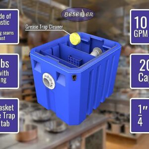 Grease Trap + Grease Trap Cleaner - Grease Interceptor 10 GPM - Grease Traps For Restaurants + Grease Trap Tablets 12 pcs - 20 Lb Grease Trap Interceptor - Plastic Under Sink Grease Trap