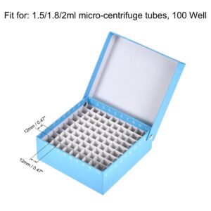 uxcell Centrifuge Tube Freezer Storage Box 100 Places Waterproof Cardboard Cryogenic Holder Rack for 1.5/1.8/2ml Microcentrifuge Tubes Vials Samples, 6in1 Set