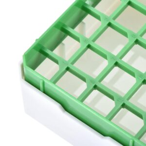 uxcell Centrifuge Tube Freezer Storage Box 25 Places Waterproof Polypropylene Cryogenic Holder Rack for 1.8/2ml Microcentrifuge Tubes Vials Samples, Green