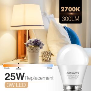 LED Bulb 3W 25 Watt Equivalent , Night Stand Bulb Table Lamp Bulb A15 Light Bulbs Warm White 2700K LED Energy Saving E26 Medium Screw Base for Home Light Bulb (3w Warm White (4-Pack))