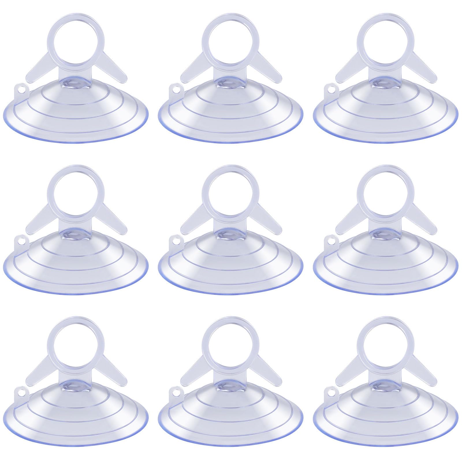 Balacoo 12 Pcs 45mm Clear Plastic Suction Cups with Loops for Glass Windows Windshield Tile Kitchen Bathroom Mirror Shower Wall Terrarium Car Window