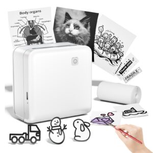 memoking photo sticker printer machine - 2" mini printer - hd 300dpi sticker maker machine for pad&phone - m02 pro portable mini pocket thermal printer white - inkless bluetooth printer for photos,diy