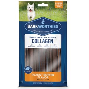 barkworthies peanut butter collagen sticks dog treats (6-inch, 8-pack)