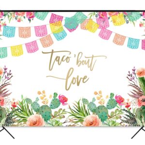 Mocsicka Taco Bout Love Backdrop Mexican Fiesta Theme Bridal Shower Party Decoration Bachelorette Wedding Engagement Photo Background (7x5ft (82x60 inch))