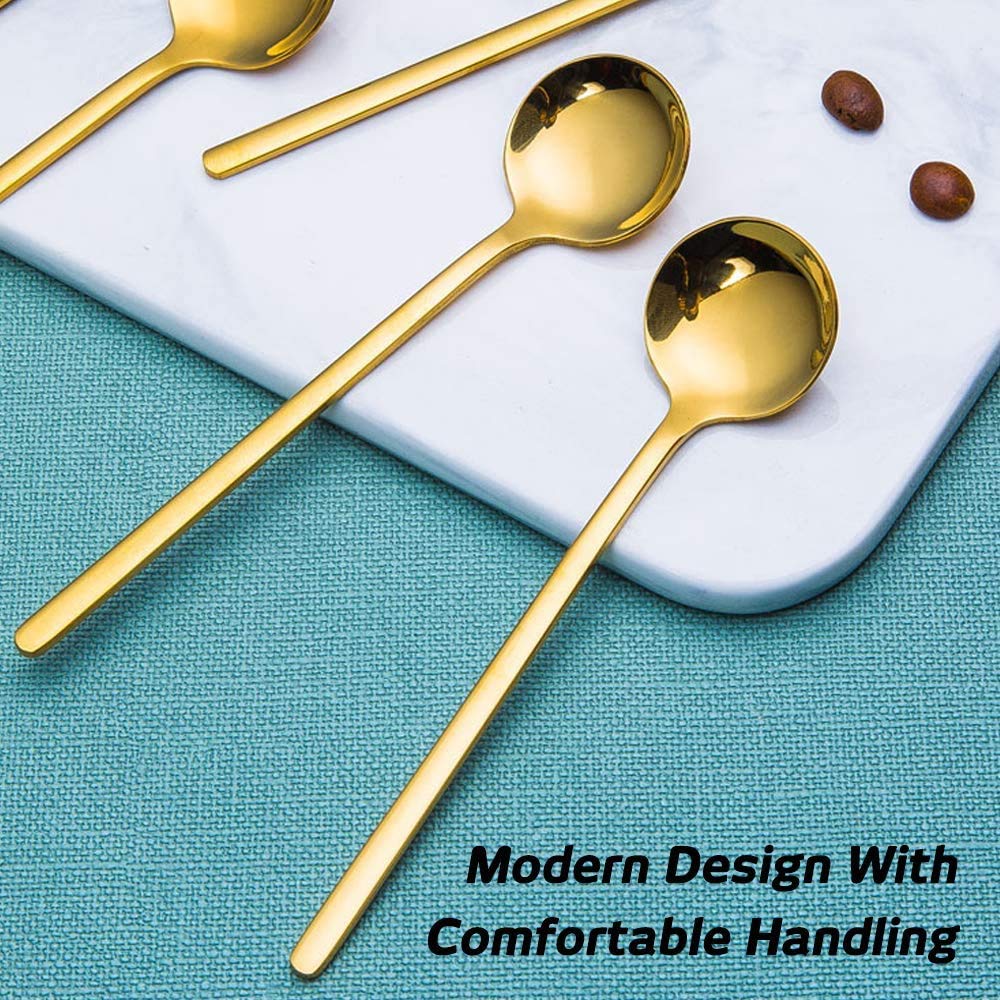 12 Pack Espresso Spoons, 5.3 Inch Mini Coffee Spoons, Gold Plated Stainless Steel Teaspoons for Dessert Sugar Cake Ice Cream Cappuccino