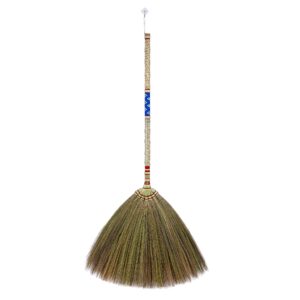 sn skennova asian broom for cleaning floor/handheld household broom for outdoor and indoor : house broom - hardwood sweeper with brush power and circle cleaning (thai pattern 2, blue 2)