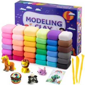 air dry clay, 36 colors modeling clay kit with 3 sculpting tools, magic foam clay for kids and adults, diy molding clay gift for boys and girls