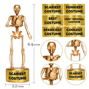 6 Halloween Best Costume Skeleton Trophy, Halloween Skull Party Favor Prizes, Halloween Party Supplies Gold Bones Game Awards, Costume Contest Event Trophy, School Classroom Rewards for Kids Age 3+