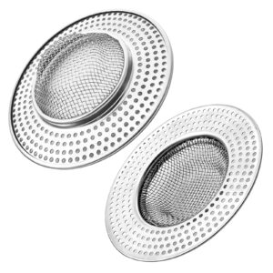 2pcs heavy duty stainless steel slop basket filter trap,3.54" top / 1.65" mesh metal sink strainer,perfect for kitchen sink/bathroom bathtub wash basin floor drain balcony drain hole,utility