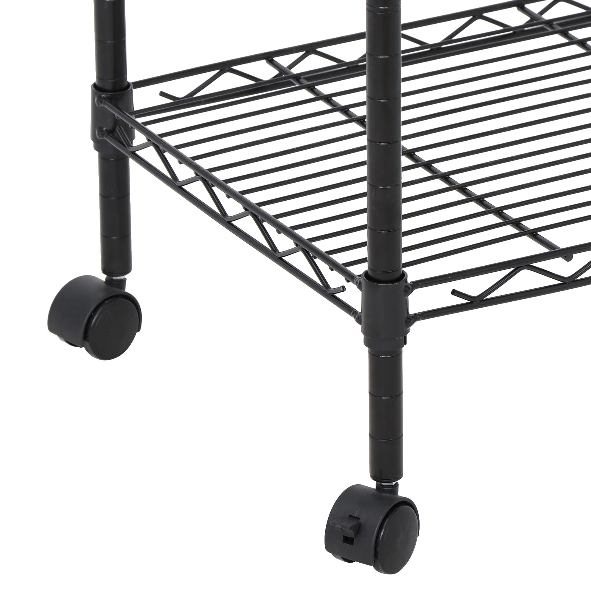 ZENY 3-Shelf Heavy Duty Shelving Storage Unit with Casters, Metal Organizer Wire Rack for Kitchen, Office, Garage, Black