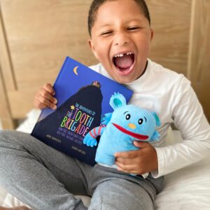 The Tooth Brigade Tooth Fairy Pillow | Fun and Interactive Stuffed Plush Toy with Large Pocket for Lost Teeth, Treasures, Prizes - Perfect for Kids, Boys, & Girls Gift (Blue Monster)