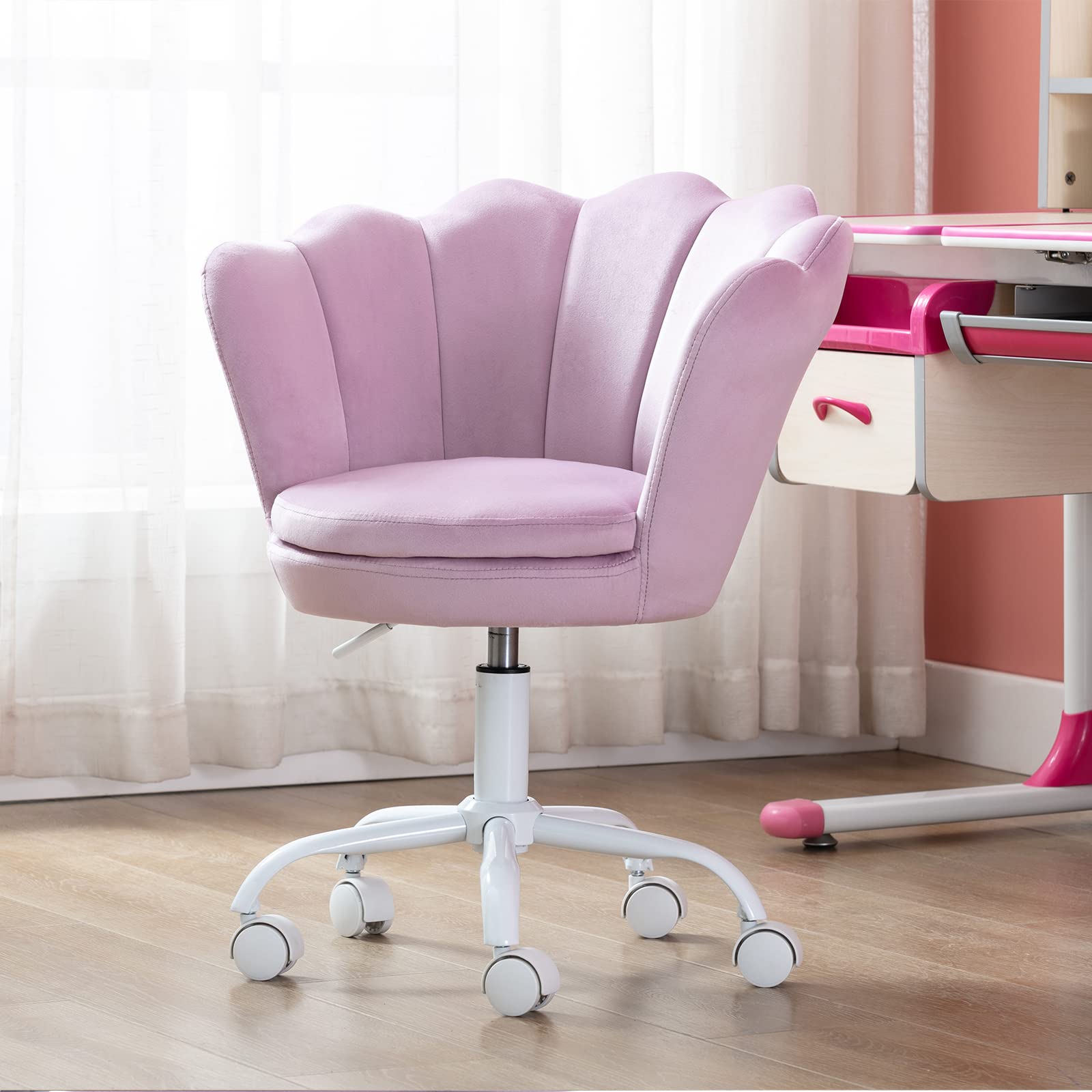 Guyou Cute Kids' Desk Chair Adjustable Study Armchair Swivel Rolling Chair for Teen Girls Boys/Bedroom/Children Gift(Light Purple)