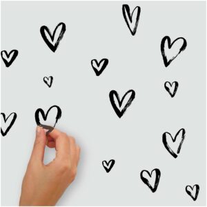 RoomMates RMK4884SCS Black Sketchy Hearts Peel and Stick Wall Decals