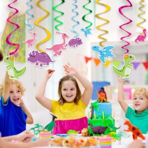 Girls Dinosaur Party Hanging Swirl - 20 PCS Dino Birthday Party Decorations for Kids Baby Shower Dinosaur Themed Party Supplies Hanging Whirls Spiral Streamer Ceiling Decor