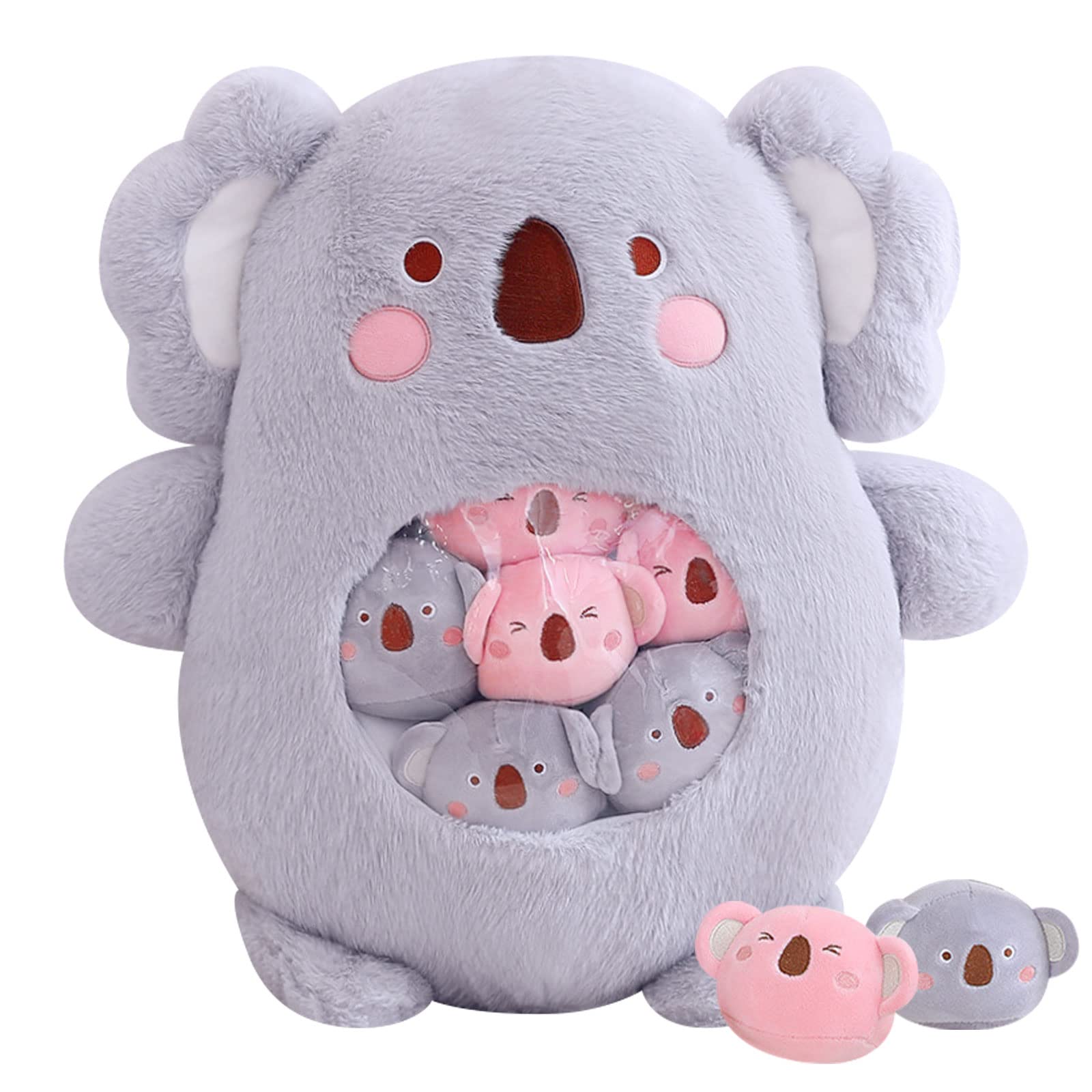 Kawaii Koala Stuffed Animal Toy, Removable Plush Pillow Pet Stuff Squishy Fluffy Anime Throw Pillow, Cute Bag of Koala Dolls Kids Gifts for Girls, Sofa Chair Home Decor Pillow, 6 Koalas (Gray)