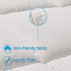 Sunsle Extra Thick Mattress Topper Full Size Mattress Pads Cover, Quilted Fitted Pillow Top with 700GSM Down Alternative Fill 18 Inch Deep Pocket, White Fluffy Bed Topper and Matress Protecter