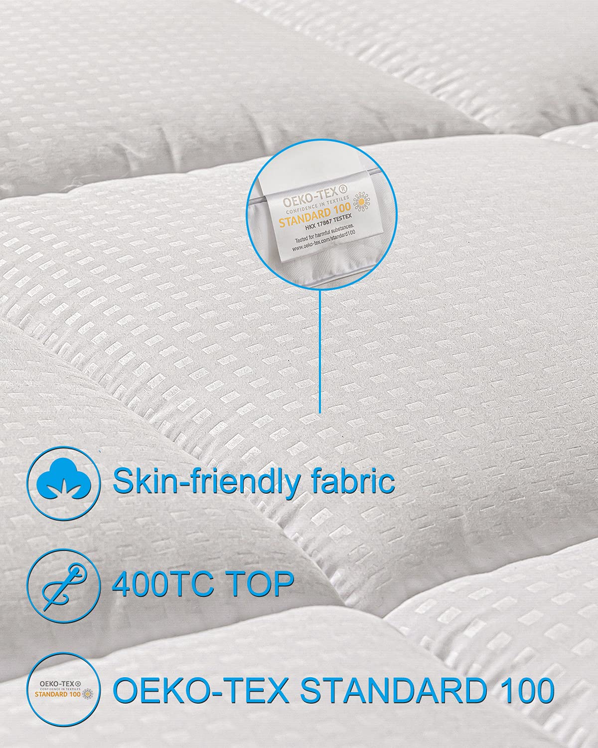 Sunsle Extra Thick Mattress Topper Full Size Mattress Pads Cover, Quilted Fitted Pillow Top with 700GSM Down Alternative Fill 18 Inch Deep Pocket, White Fluffy Bed Topper and Matress Protecter