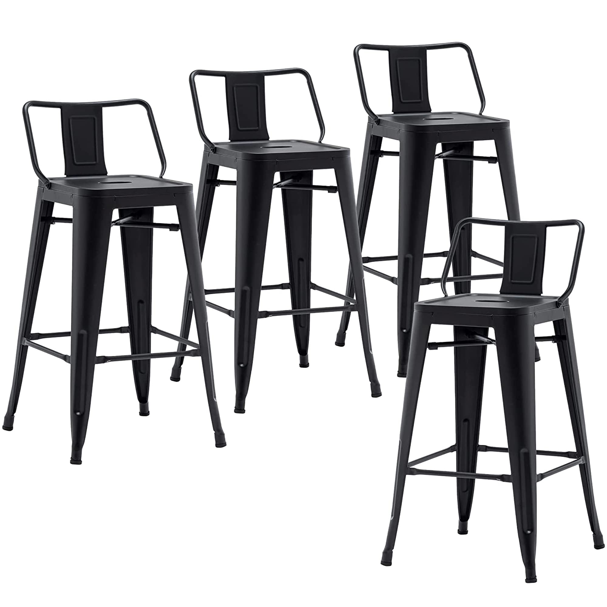 Changjie Furniture Metal Barstools Set of 4 Industrial Bar Stools Counter Stools with Backs Indoor Outdoor Counter Height Bar Stools (26 Inch, Bronze)