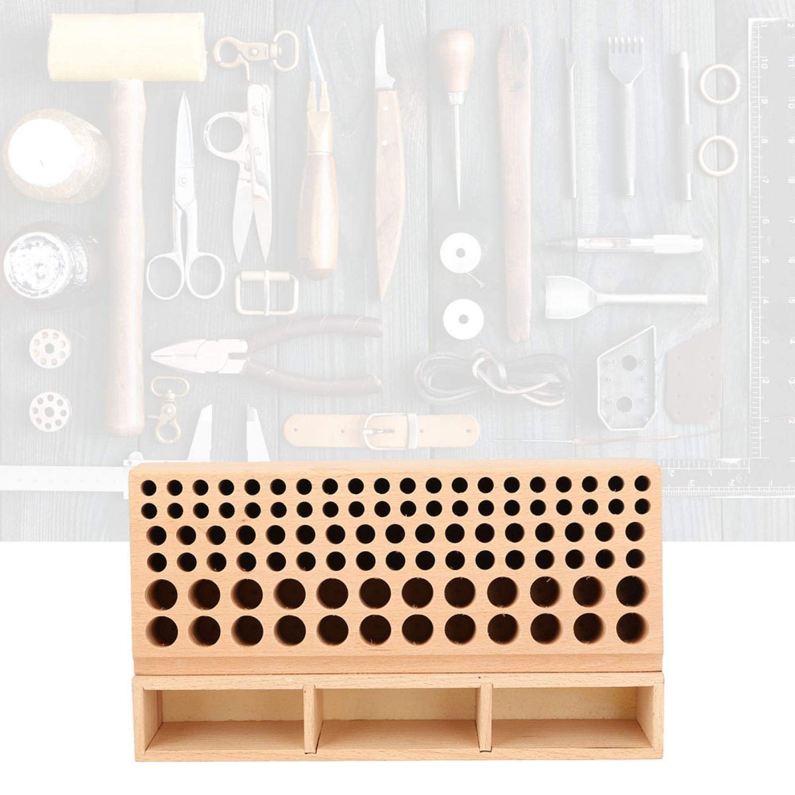 Archuu Leather Holder Tool Wooden, 100 Holes, Leathercraft Tools Holder for Home/Workroom(Storage Rack 100 Holes)