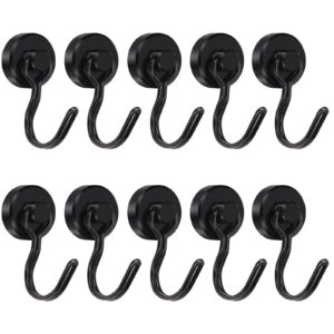 magnetic hooks，35lbs ​strong neodymium magnet hook,for hanging bbq grill tools pot holders,refrigerator,cruise,kitchen,key holder,coat,(black 10pack)