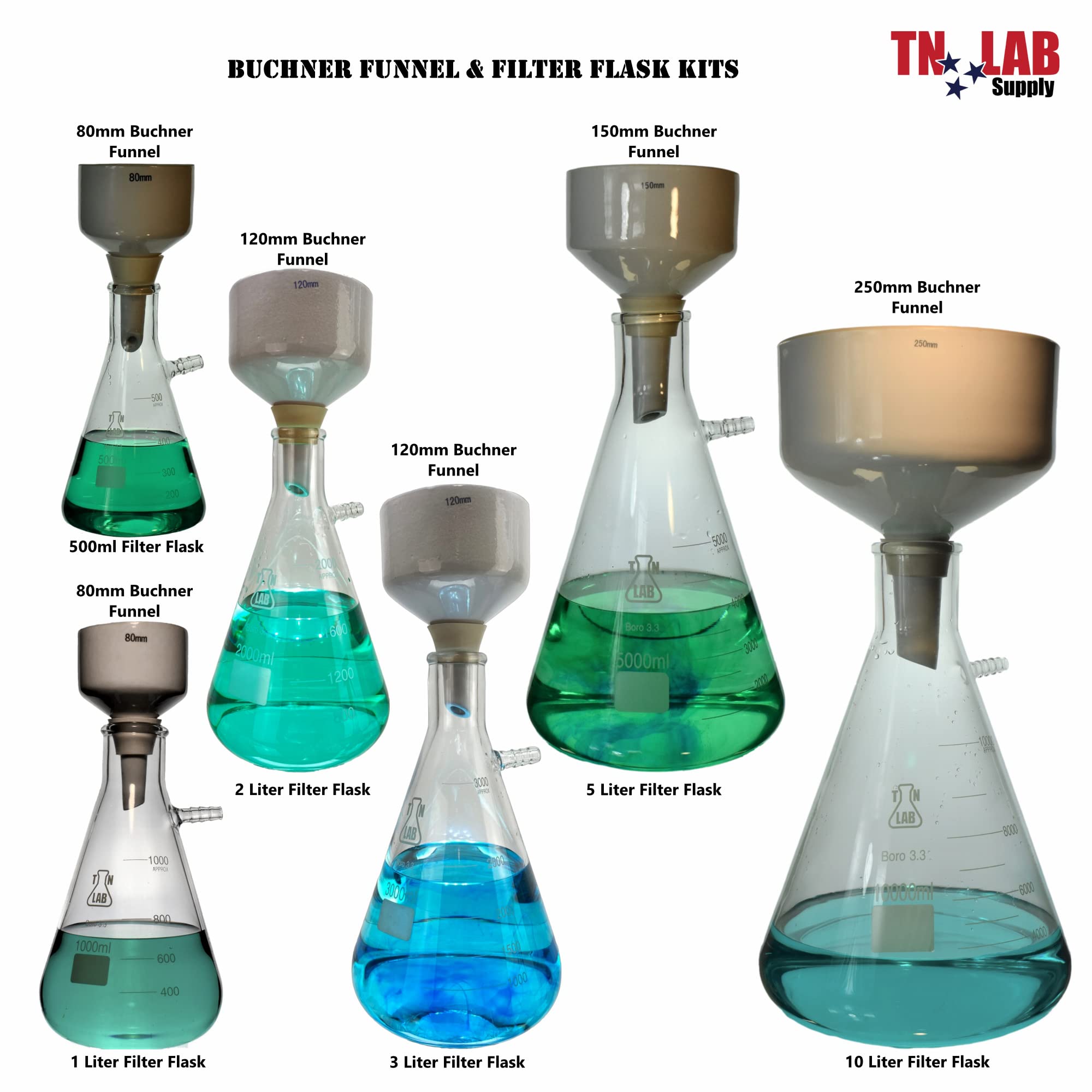 TN Lab Huge Buchner Funnel Kit 250mm Porcelain Buchner Funnel 10000ml 10L Filter Vacuum Flask