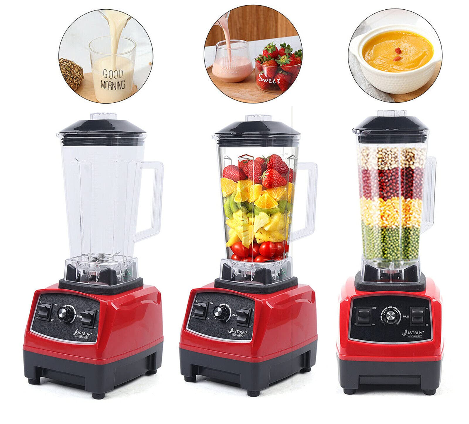 TFCFL Ultra-Powerful 2200W Smoothie Blender, Red, 2L