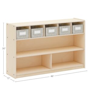 Guidecraft EdQ Shelves and 5 Bin Storage Unit- Natural: Wooden Organizer Cabinet for School and Home, Teacher's Book Cubby and Toy Shelf