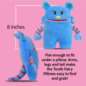 The Tooth Brigade Tooth Fairy Pillow | Fun and Interactive Stuffed Plush Toy with Large Pocket for Lost Teeth, Treasures, Prizes - Perfect for Kids, Boys, & Girls Gift (Blue Monster)