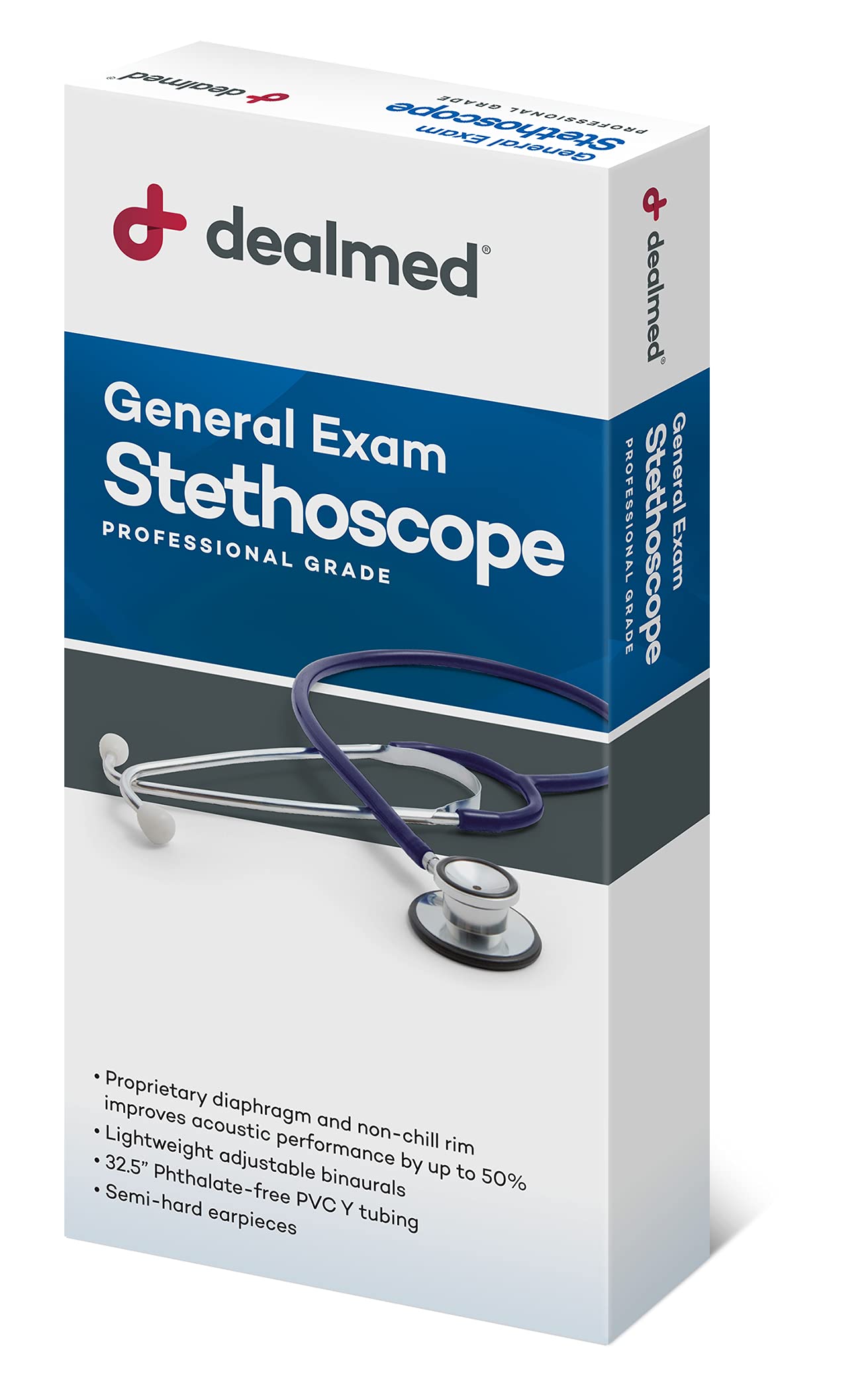 Dealmed General Exam Stethoscope – Professional Economy Dual-Head Medical Stethoscope with Lightweight Chestpiece, Flexible 32” Tubing & Comfort Eartips (Black)