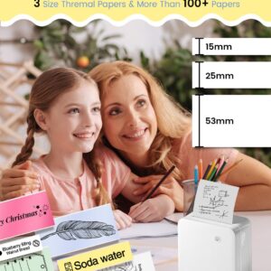 Memoking Photo Sticker Printer Machine - 2" Mini Printer - HD 300dpi Sticker Maker Machine for Pad&Phone - M02 Pro Portable Mini Pocket Thermal Printer White - Inkless Bluetooth Printer for Photos,DIY