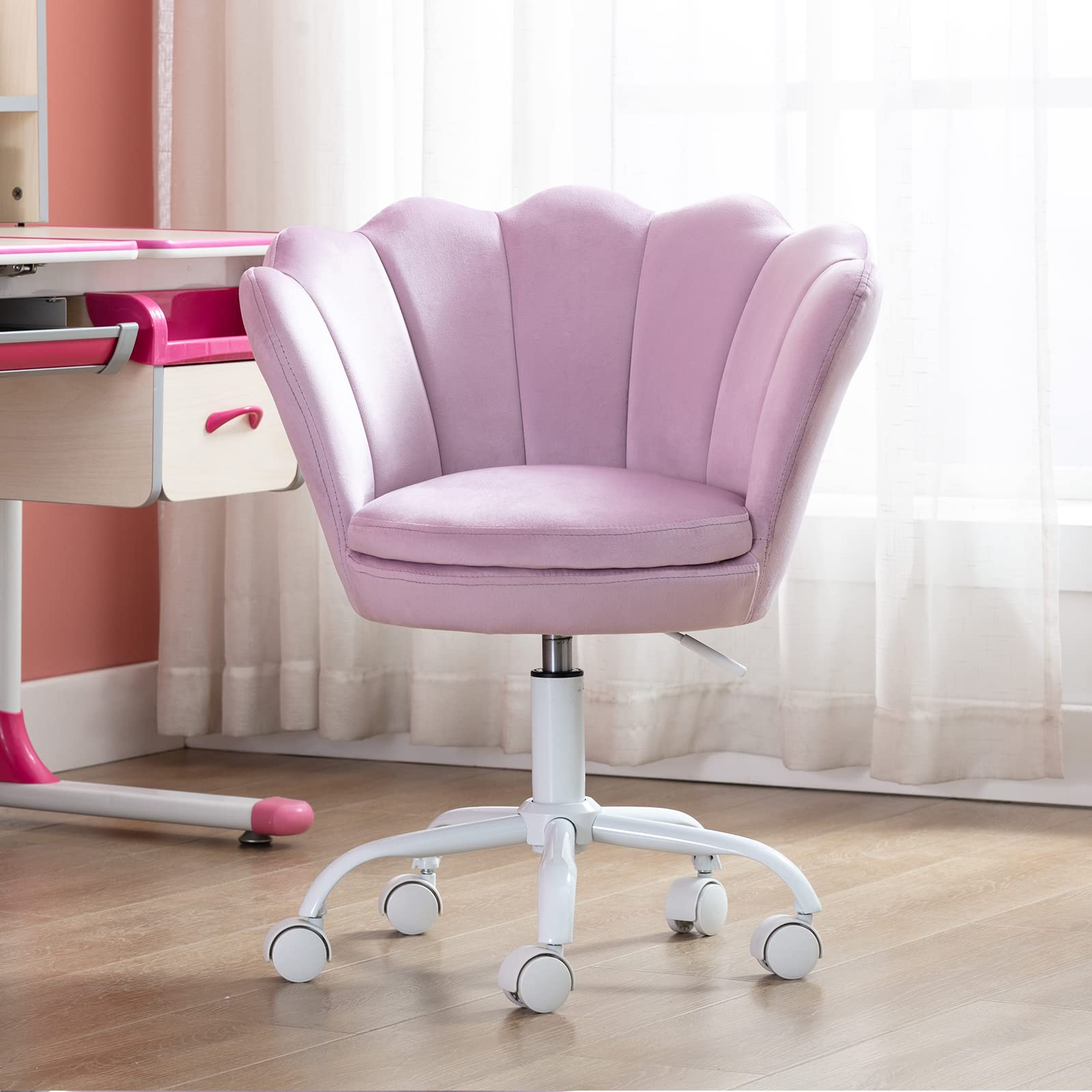 Guyou Cute Kids' Desk Chair Adjustable Study Armchair Swivel Rolling Chair for Teen Girls Boys/Bedroom/Children Gift(Light Purple)