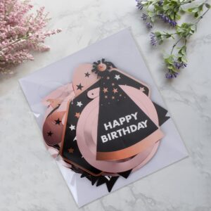 LINGTEER Happy 21st Birthday Decorations,21st Birthday Black with Rose Swirls Hanging Streamer Kit,Cheers to 21 Years Old Bday Foil Party Photo Backdrop Supplies.